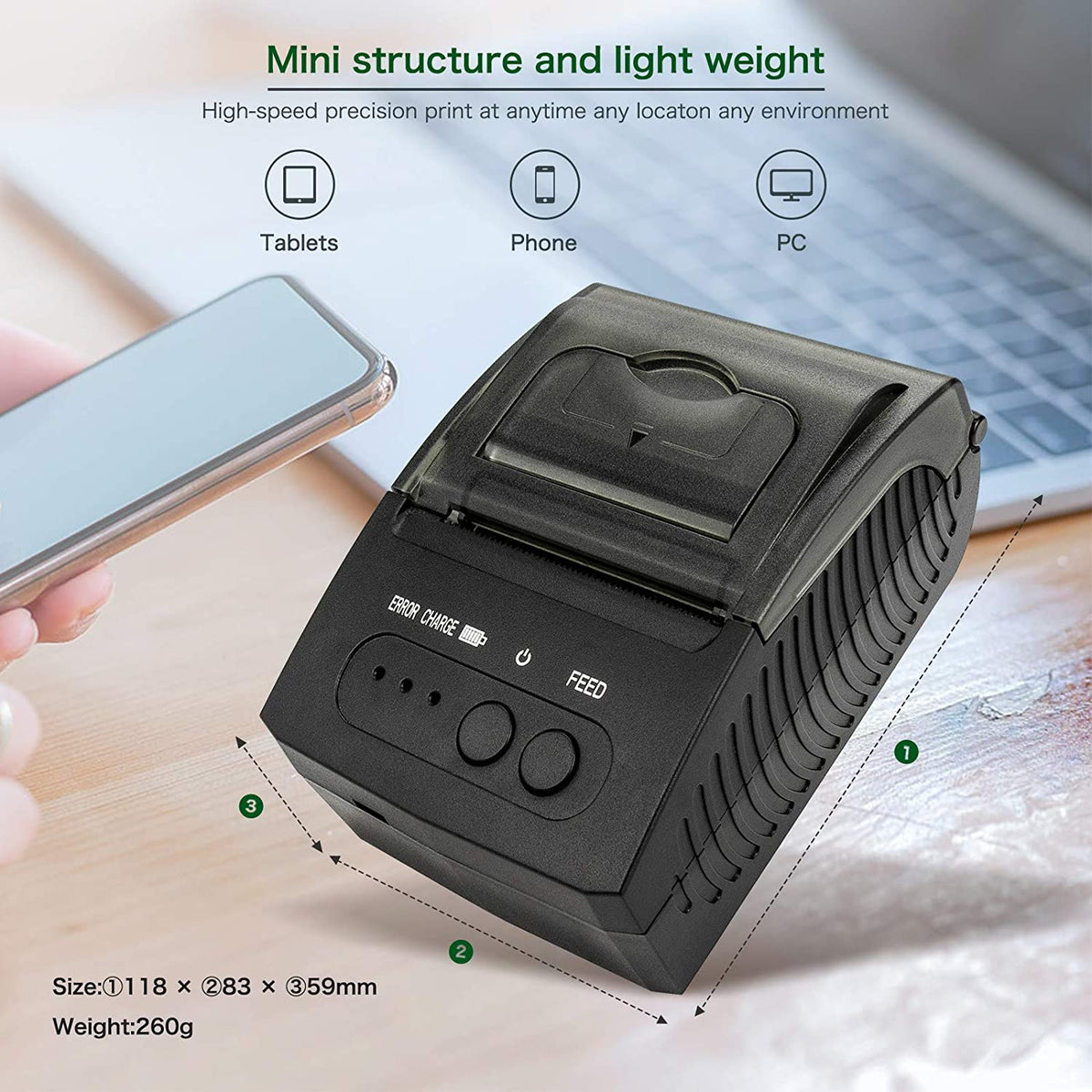 NETUM Portable 58mm Bluetooth Thermal Receipt Printer Support Android