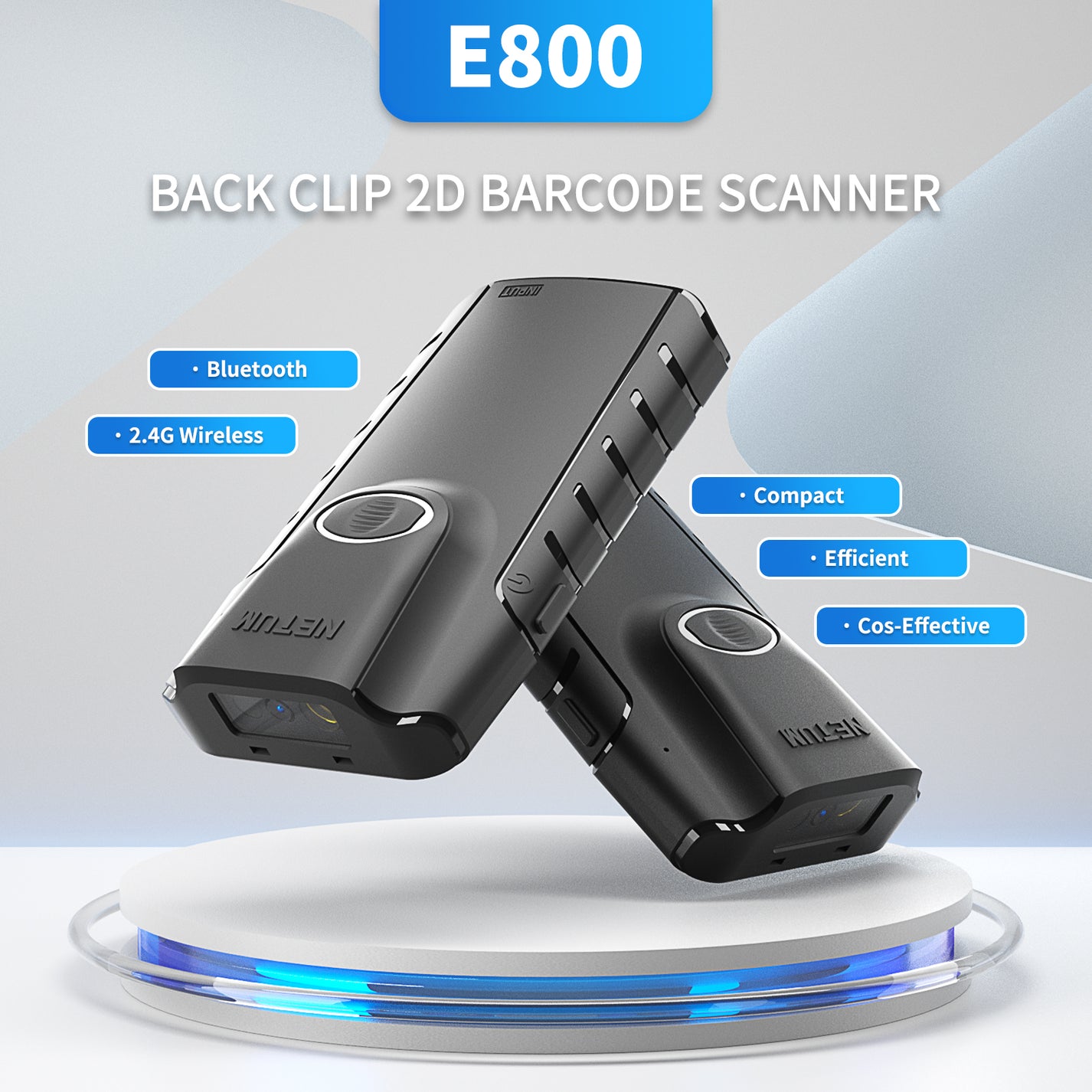 NETUM E800 Bluetooth 2D Barcode Scanner Back Clip QR Bar code Reader P