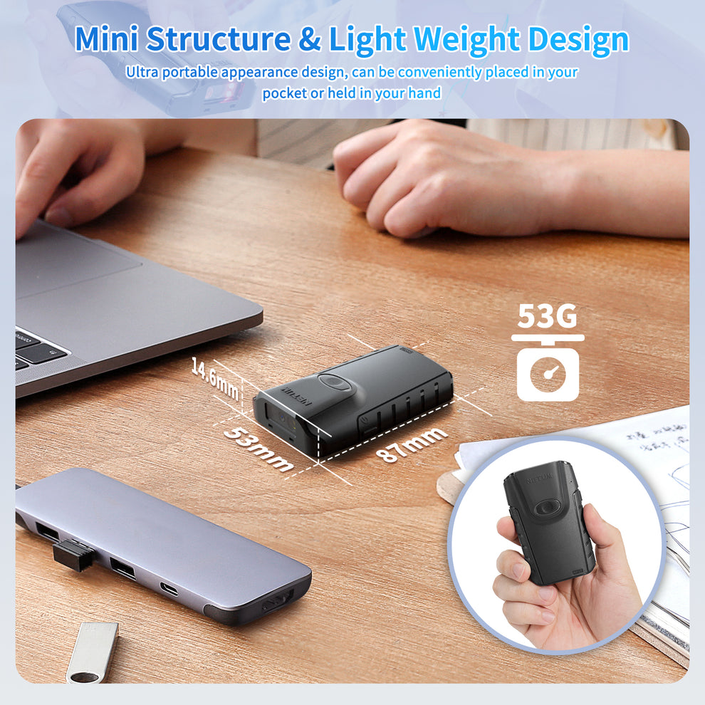 NETUM E800 Bluetooth 2D Barcode Scanner Back Clip QR Bar code Reader P