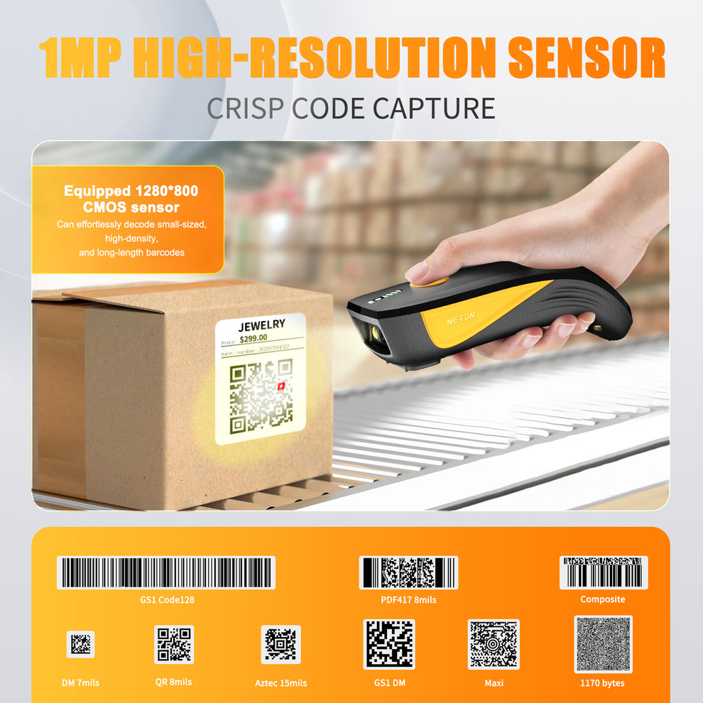 CS7501 QR Code Scanner, Upgraded Bluetooth Barcode Scanner – NETUM