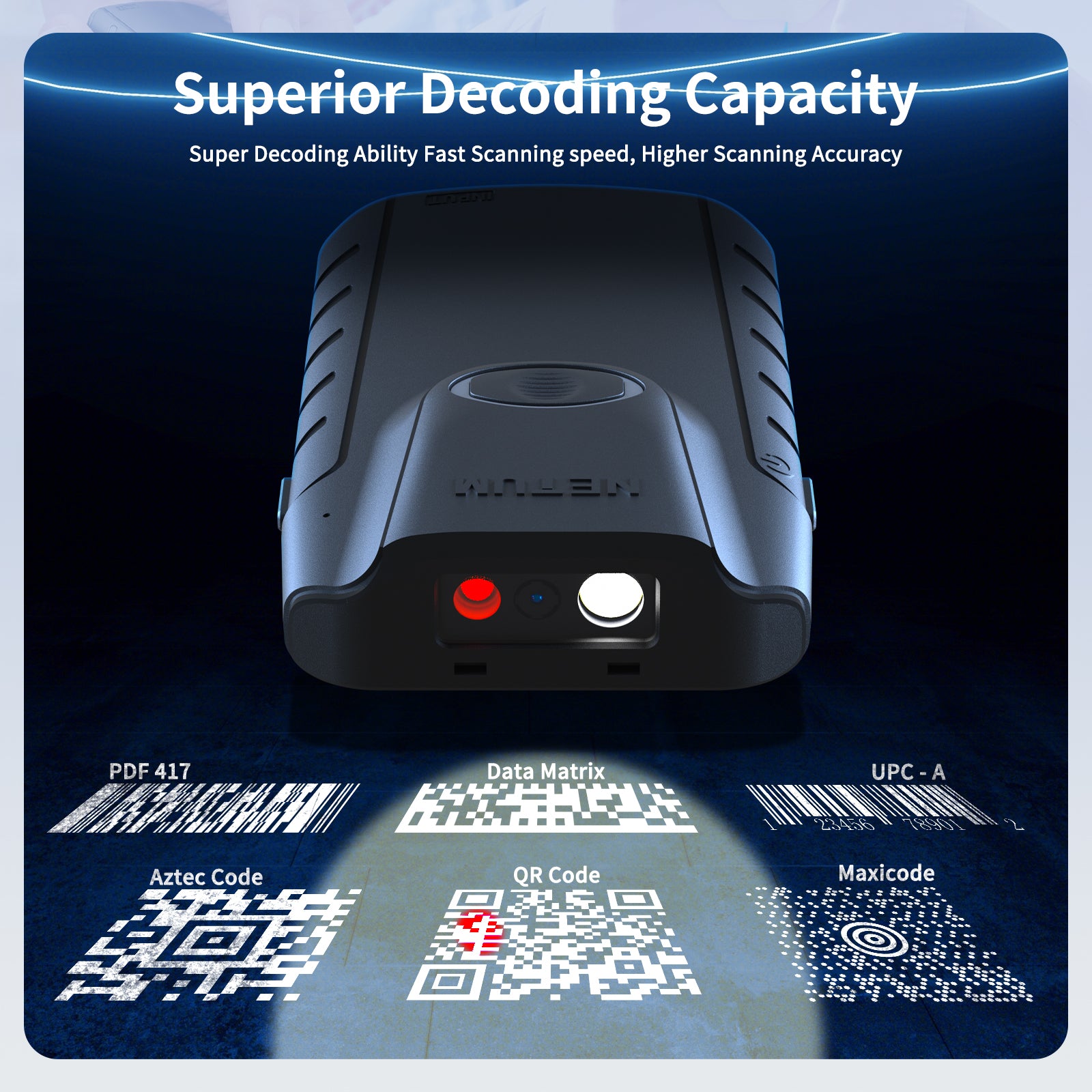 NETUM E800 Bluetooth 2D Barcode Scanner Back Clip QR Bar code Reader P