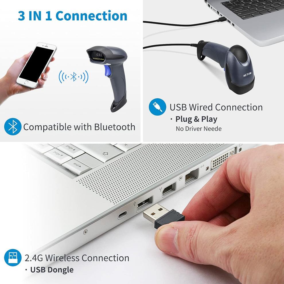 M8S Wireless Handheld Barcode Scanner with Stand – NETUM