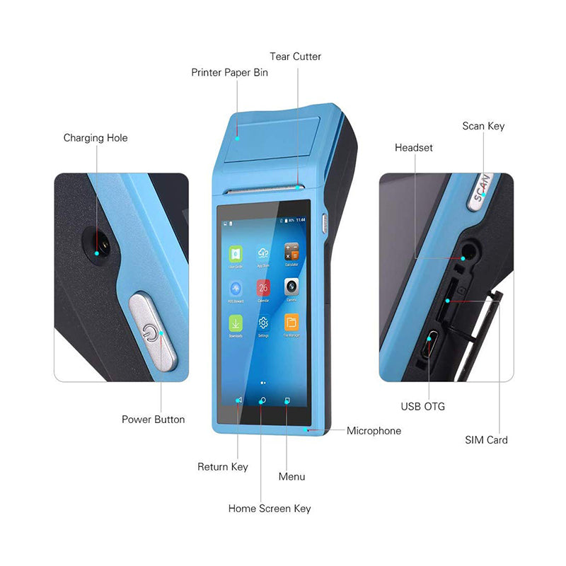 NETUM PDA Android POS Terminal Receipt Printer Handheld Bluetooth WiFi