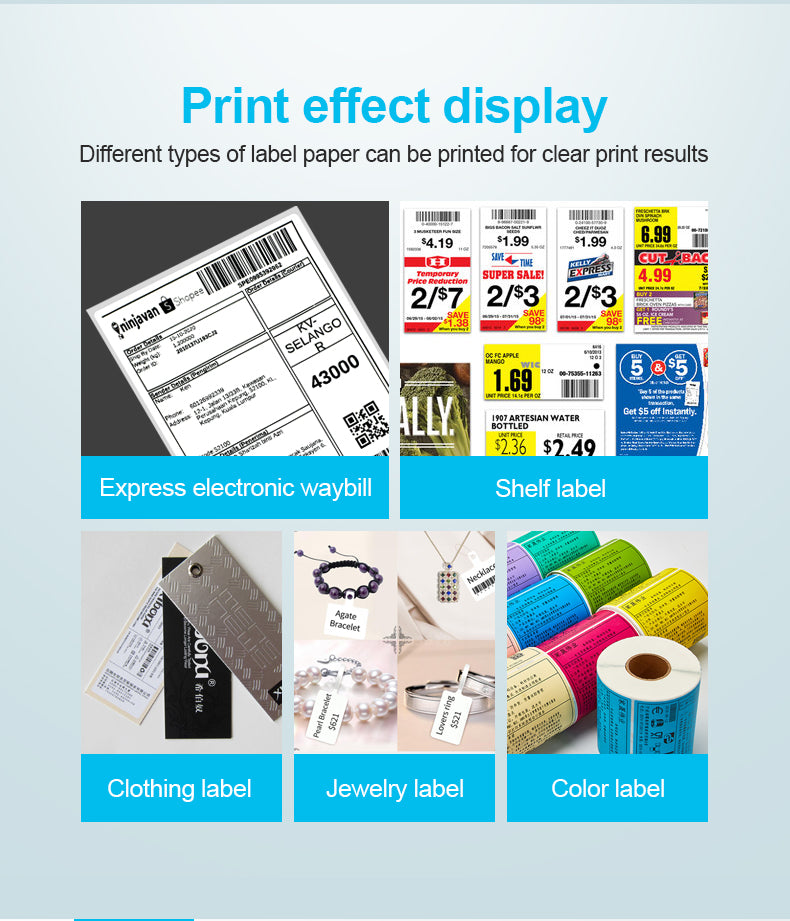 POS-9220 USB +Bluetooth Thermal Label Printer 110mm 4 inch A6 Work wit ...