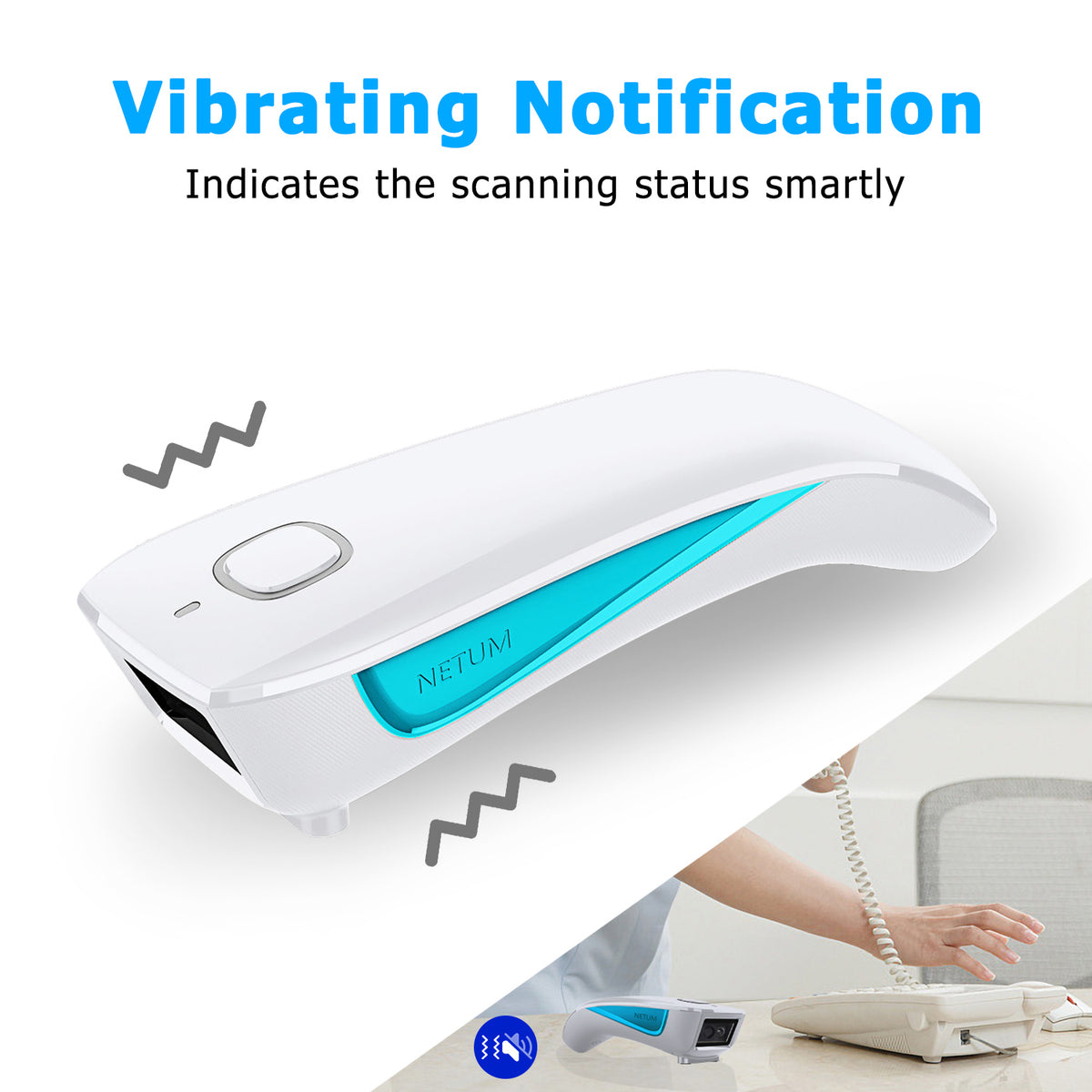 NETUM C850 Upgraded Mini Wireless QR Barcode Scanner, 3 in 1 Bluetooth