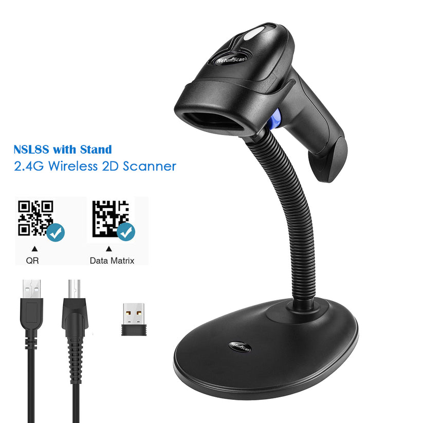 NetumScan L8S Wireless QR Barcode Scanner, 2.4G Wireless USB Automatic ...
